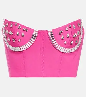 AREA Crystal-embellished Bustier - Pink