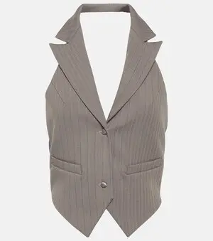 DIDU Pinstripe Vest With Chain Detail