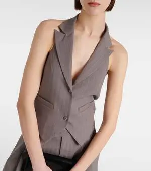 DIDU Pinstripe Vest With Chain Detail