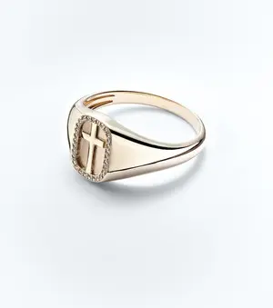 SYDNEY EVAN Cross Icon Ring - Gold