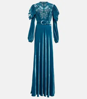 Costarellos Velvet Maxi Gown