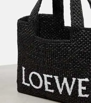 Loewe Small Logo Raffia Bag - Black