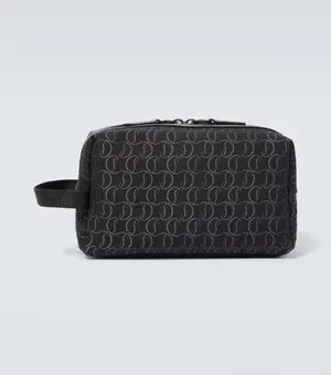 CHRISTIAN LOUBOUTIN Zip N Flap Logo Jacquard Pouch - Black