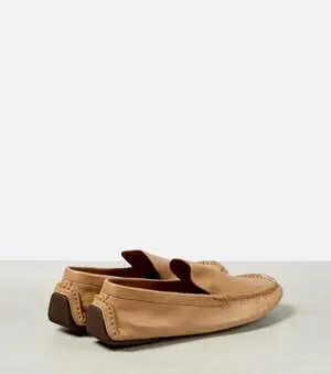 THE ROW Lucca Leather Loafers - Beige