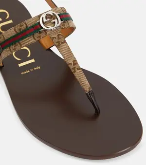 Gucci Leather-trimmed Thong Sandals