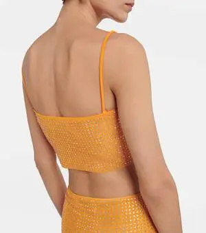 SELF-PORTRAIT Crystal-embellished Crop Top