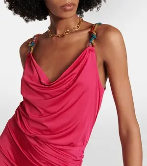 Veronica Beard Biava Beaded Ruched Midi Dress