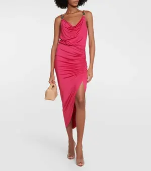 Veronica Beard Biava Beaded Ruched Midi Dress