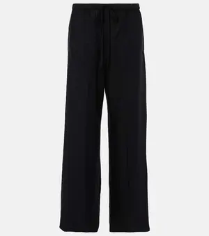 TOTEME Lyocell And Linen Wide-leg Pants - Black