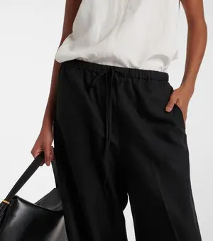 TOTEME Lyocell And Linen Wide-leg Pants - Black