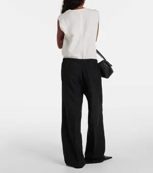 TOTEME Lyocell And Linen Wide-leg Pants - Black