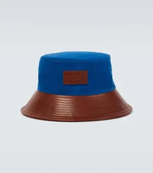 BODE Cotton And Leather Bucket Hat - Blue