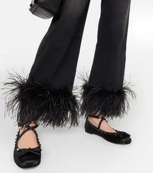 Valentino Garavani Rockstud Satin Ballerinas - Black