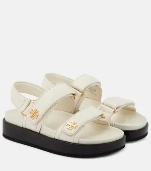 Tory Burch Double T Leather Sandals - White