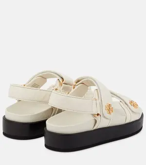 Tory Burch Double T Leather Sandals - White