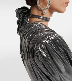 Magda Butrym Applique Metallic Blouse - Silver