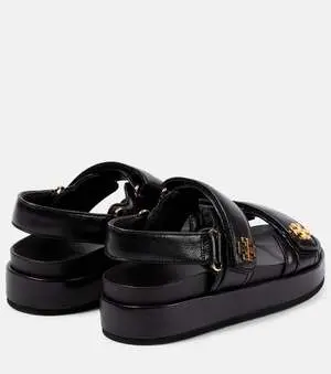 Tory Burch Kira Leather Platform Sandals - Black