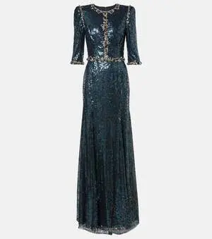 Jenny Packham Embellished Sequined Gown