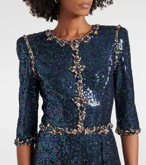 Jenny Packham Embellished Sequined Gown