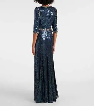 Jenny Packham Embellished Sequined Gown
