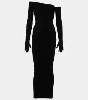 JEAN PAUL GAULTIER Asymmetric Maxi Dress With Gloves - Black