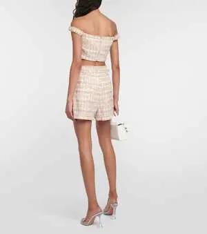 SELF-PORTRAIT Sequined Boucle Crop Top