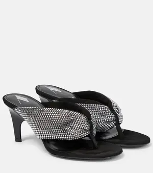 Attico Rem Satin Crystal-embellished Thong Sandals