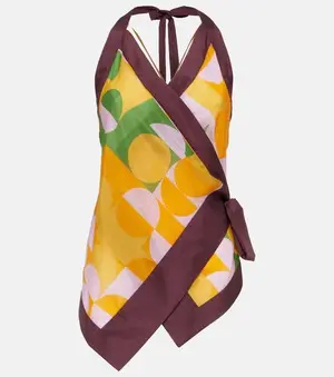 Dries Van Noten Printed Halterneck Silk Top - Multicoloured