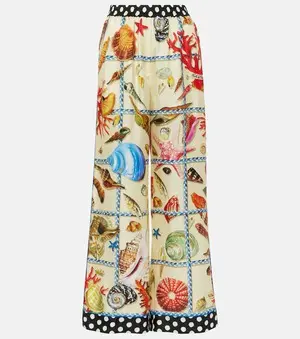 Dolce & Gabbana Capri Printed Silk Satin Palazzo Pants - Multicoloured