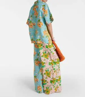 ALEMAIS Mana Floral Patchwork Linen Shirt - Multicoloured