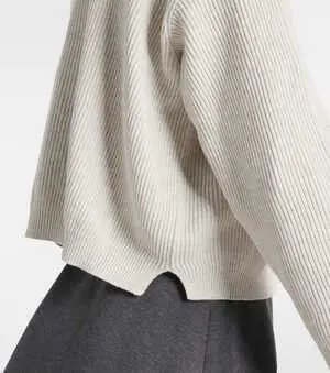 Brunello Cucinelli Ribbed Cotton Polo Sweater - White