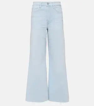 FRAME Le Palazzo Cropped Wide-leg Jeans - Blue