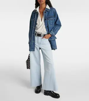 FRAME Le Palazzo Cropped Wide-leg Jeans - Blue