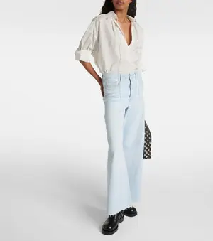 FRAME Le Palazzo Cropped Wide-leg Jeans - Blue