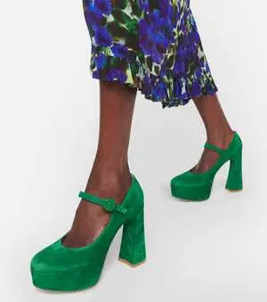GIANVITO ROSSI Mary Jane Suede Leather Pumps