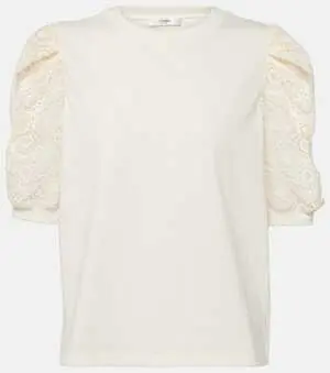 FRAME Frankie Lace-trimmed Top - Neutrals