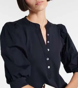 Veronica Beard Coralee Puff-sleeve Top - Blue