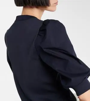 Veronica Beard Coralee Puff-sleeve Top - Blue