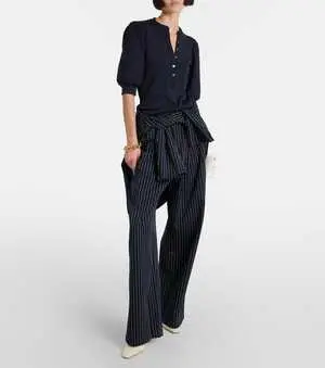 Veronica Beard Coralee Puff-sleeve Top - Blue