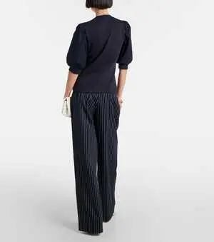 Veronica Beard Coralee Puff-sleeve Top - Blue