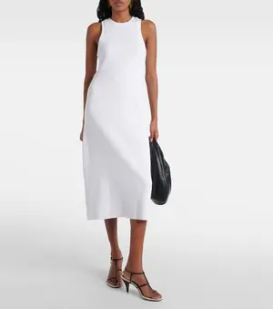 Vince Ribbed-knit Jersey Midi Dress