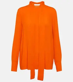 Valentino Garavani Scarf Neckline Silk Shirt - Orange