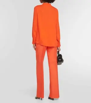 Valentino Garavani Scarf Neckline Silk Shirt - Orange
