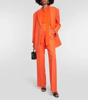 Valentino Garavani Scarf Neckline Silk Shirt - Orange