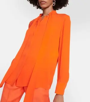 Valentino Garavani Scarf Neckline Silk Shirt - Orange