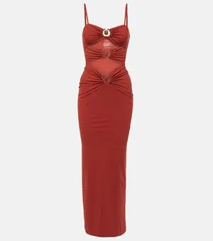 Christopher Esber Crystal Orbit Gathered Maxi Dress - Red
