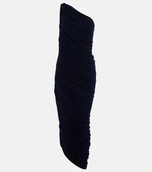 Norma Kamali Diana Ruched One-shoulder Maxi Dress