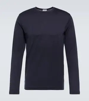 Sunspel Classic Long Sleeve Cotton T-shirt - Blue