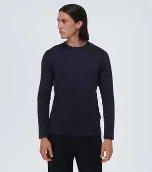 Sunspel Classic Long Sleeve Cotton T-shirt - Blue