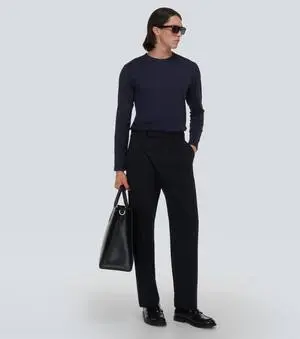 Sunspel Classic Long Sleeve Cotton T-shirt - Blue